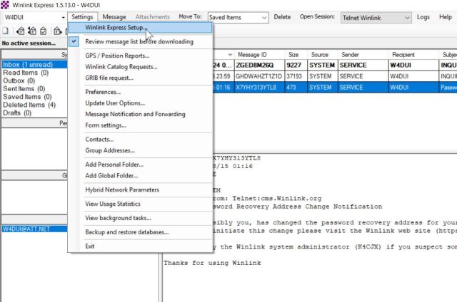 1. WinLink Setup – initial and telnet | Gateway Amateur Radio Club